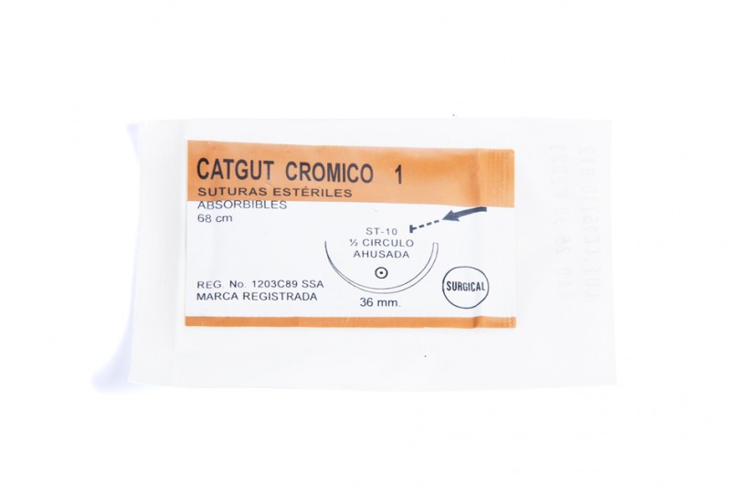 Sobre sutura catgut crómico 1 st aguja – Artículos Químicos y Médicos
